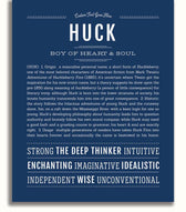 Huck Personalized Name Meaning Art Prints – Name Stories