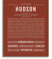 Hudson Personalized Name Meaning Art Prints – Name Stories