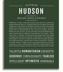 Hudson Personalized Name Meaning Art Prints – Name Stories