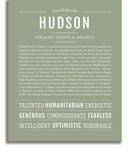 Hudson Personalized Name Meaning Art Prints – Name Stories