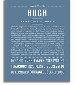 Hugh Personalized Name Meaning Art Prints – Name Stories
