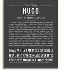 Hugo Personalized Name Meaning Art Prints – Name Stories