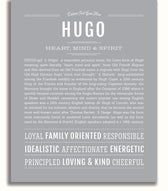 Hugo Personalized Name Meaning Art Prints – Name Stories
