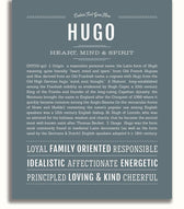 Hugo Personalized Name Meaning Art Prints – Name Stories