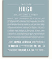 Hugo Personalized Name Meaning Art Prints – Name Stories