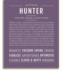 Hunter Personalized Name Meaning Art Prints – Name Stories