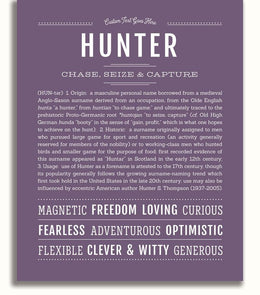 Hunter (male) | Name Art Print – Name Stories