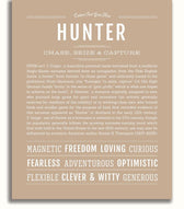 Hunter Personalized Name Meaning Art Prints – Name Stories