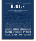 Hunter Personalized Name Meaning Art Prints – Name Stories
