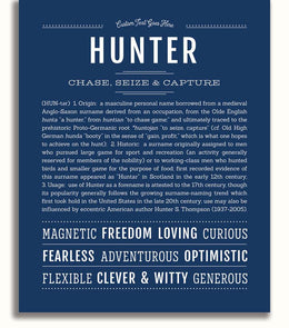 Hunter (male) | Name Art Print – Name Stories