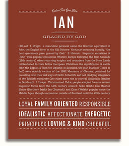 Ian Personalized Name Meaning Art Prints – Name Stories