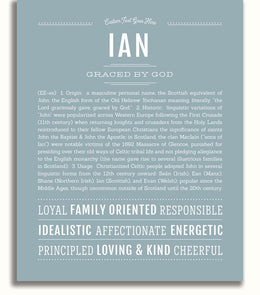 Ian Personalized Name Meaning Art Prints – Name Stories