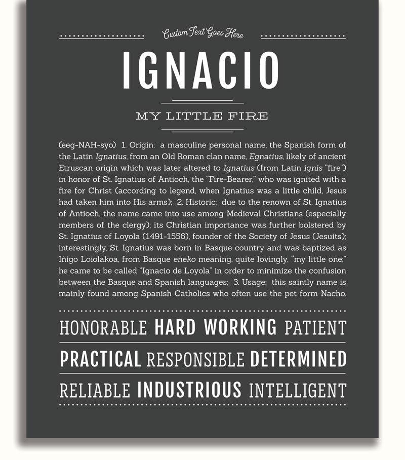 Ignacio Personalized Name Meaning Art Prints – Name Stories