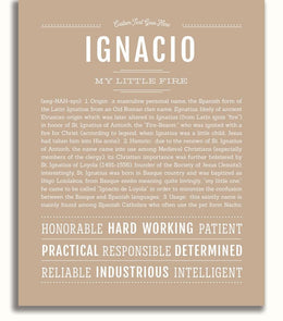 Ignacio Personalized Name Meaning Art Prints – Name Stories