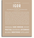Igor Personalized Name Meaning Art Prints – Name Stories