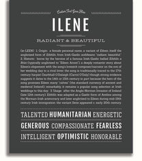 Ilene Personalized Name Meaning Art Prints – Name Stories
