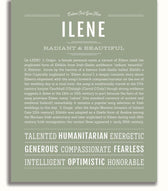 Ilene Personalized Name Meaning Art Prints – Name Stories