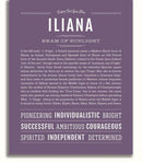 Iliana Personalized Name Meaning Art Prints – Name Stories
