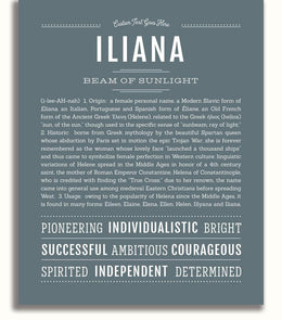 Iliana Personalized Name Meaning Art Prints – Name Stories