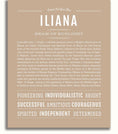 Iliana Personalized Name Meaning Art Prints – Name Stories