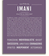 Imani Personalized Name Meaning Art Prints – Name Stories