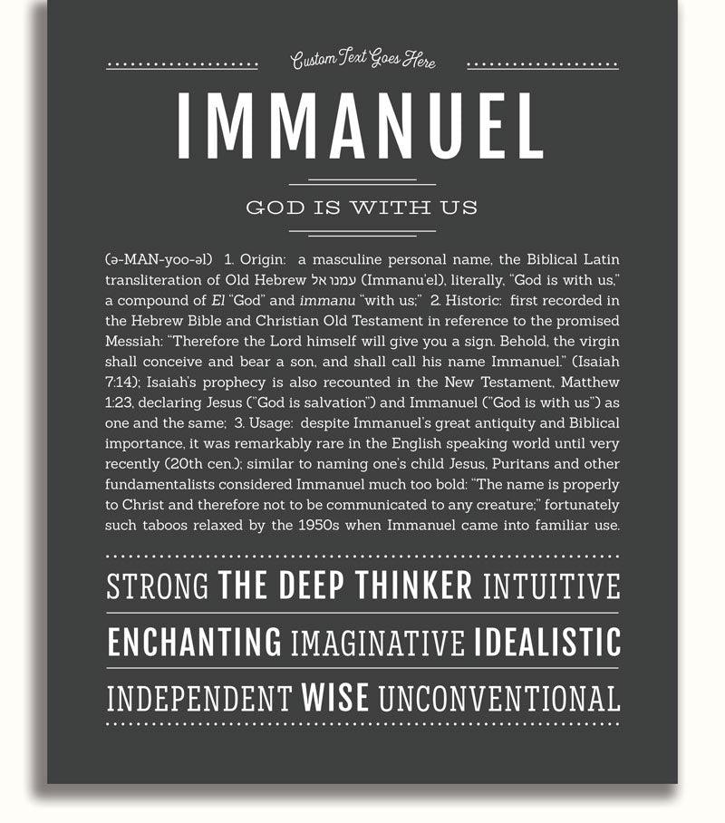 Immanuel Personalized Name Meaning Art Prints – Name Stories