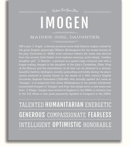 Imogen Personalized Name Meaning Art Prints – Name Stories