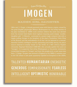 Imogen Personalized Name Meaning Art Prints – Name Stories