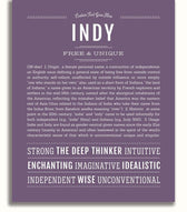 Indy (female) | Name Art Print – Name Stories