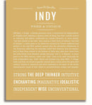 Indy Personalized Name Meaning Art Prints – Name Stories