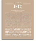 Ines Personalized Name Meaning Art Prints – Name Stories