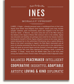 Ines Personalized Name Meaning Art Prints – Name Stories
