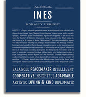 Ines Personalized Name Meaning Art Prints – Name Stories