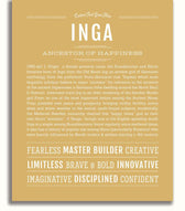 Inga Personalized Name Meaning Art Prints – Name Stories
