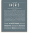 Ingrid Personalized Name Meaning Art Prints – Name Stories