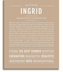Ingrid Personalized Name Meaning Art Prints – Name Stories