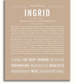 Ingrid Personalized Name Meaning Art Prints – Name Stories