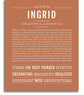 Ingrid Personalized Name Meaning Art Prints – Name Stories