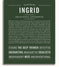 Ingrid Personalized Name Meaning Art Prints – Name Stories