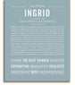 Ingrid Personalized Name Meaning Art Prints – Name Stories