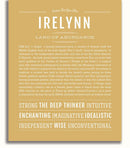Irelynn Personalized Name Meaning Art Prints – Name Stories