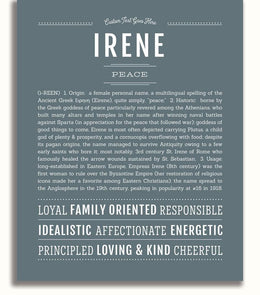 Irene Personalized Name Meaning Art Prints – Name Stories