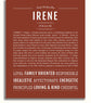 Irene Personalized Name Meaning Art Prints – Name Stories