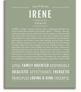 Irene Personalized Name Meaning Art Prints – Name Stories