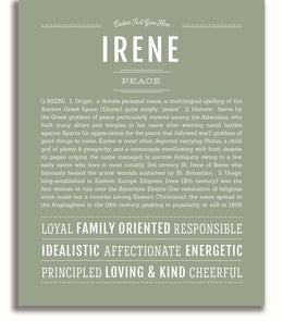 Irene Personalized Name Meaning Art Prints – Name Stories