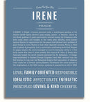Irene Personalized Name Meaning Art Prints – Name Stories