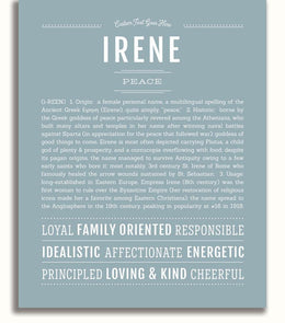 Irene Personalized Name Meaning Art Prints – Name Stories