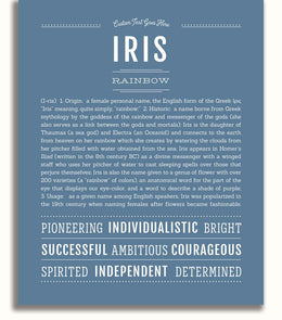 Iris Personalized Name Meaning Art Prints – Name Stories