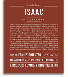 Isaac Personalized Name Meaning Art Prints – Name Stories