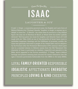 Isaac Personalized Name Meaning Art Prints – Name Stories